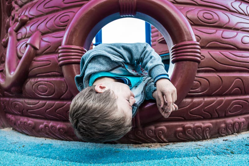 Boy in a Boring and Sad Park without Friends Play Alone Stock Photo ...
