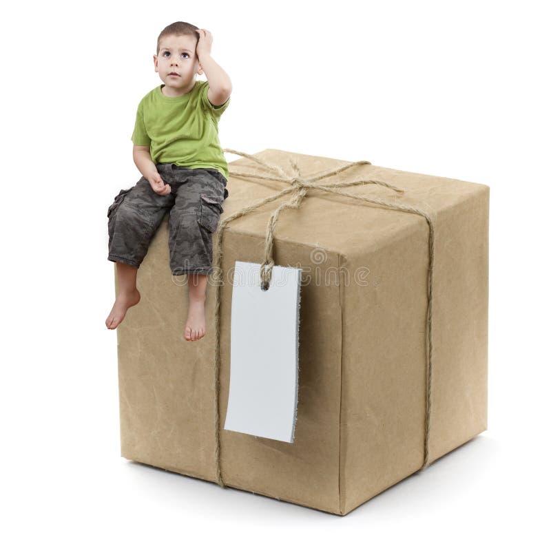 Boy with box stock photo. Image of christmas, isolated - 18714152