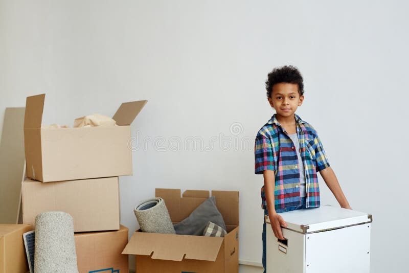 Boy with box stock photo. Image of flat, rebuild, mortgage - 89449488