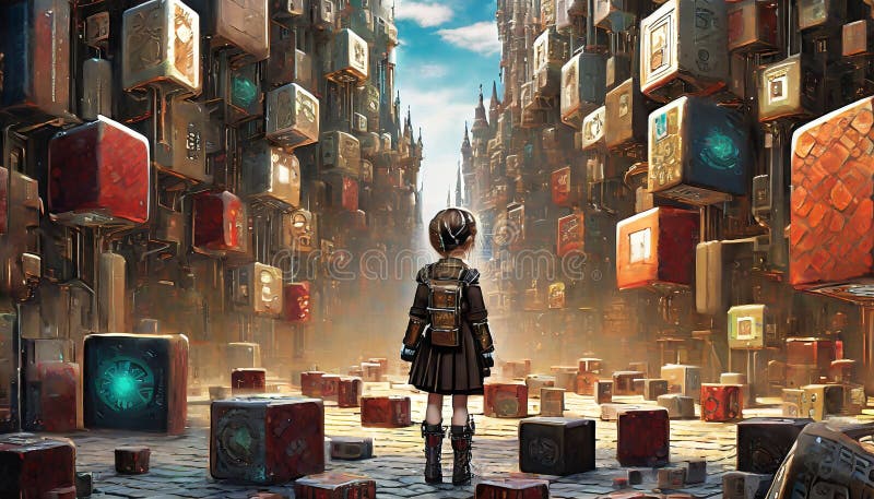 Boy with boxes stock illustration. Illustration of crowd - 329024446