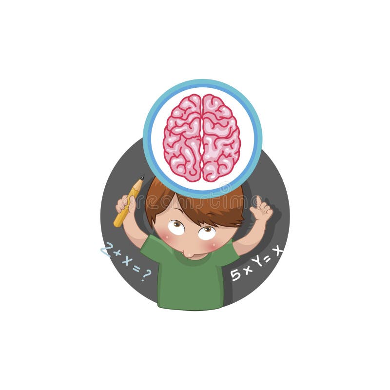 Boy with Brain Concept. Vector Illustration Decorative Design Stock ...