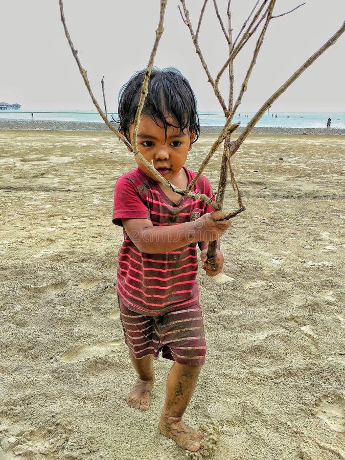 Boy with branch stock image. Image of summer, tree, playing - 91615891