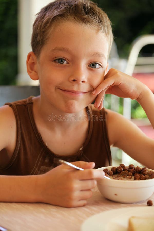 Boy breakfast stock photo. Image of person, food, smiling - 19911342