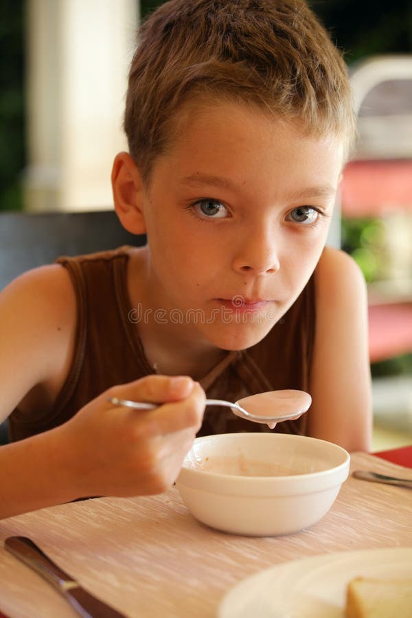 Boy breakfast stock photo. Image of preschooler, breakfast - 19911344