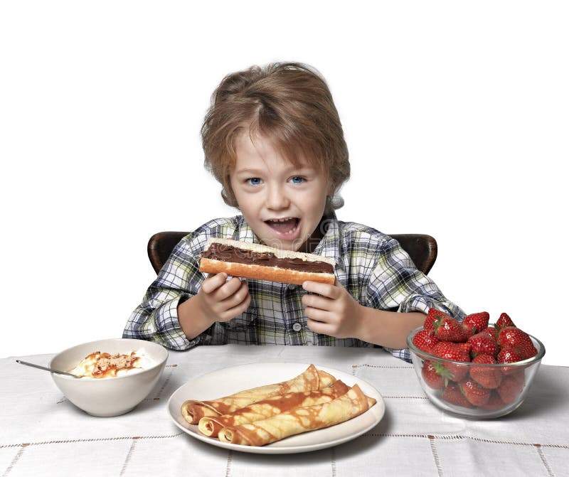 Boy at breakfast stock image. Image of healthy, milk - 22131587
