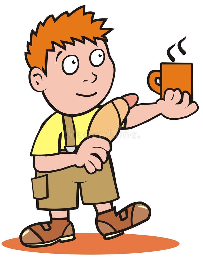 Boy and breakfast stock vector. Illustration of cacao - 47899299