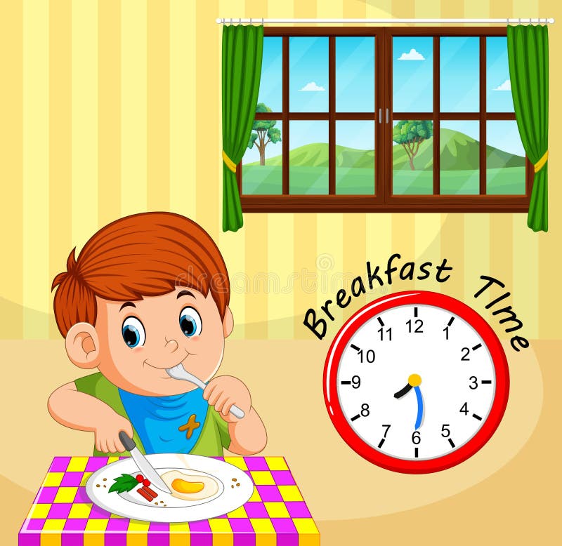 A boy breakfast time stock vector. Illustration of clip - 139532455