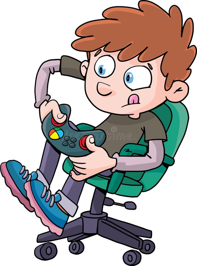 Boy is Briskly Playing a Computer Game Stock Illustration ...