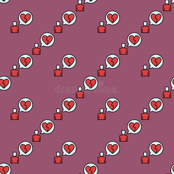 Boy and Broken Heart in Speech Bubble Vector Heartache Colored Seamless ...
