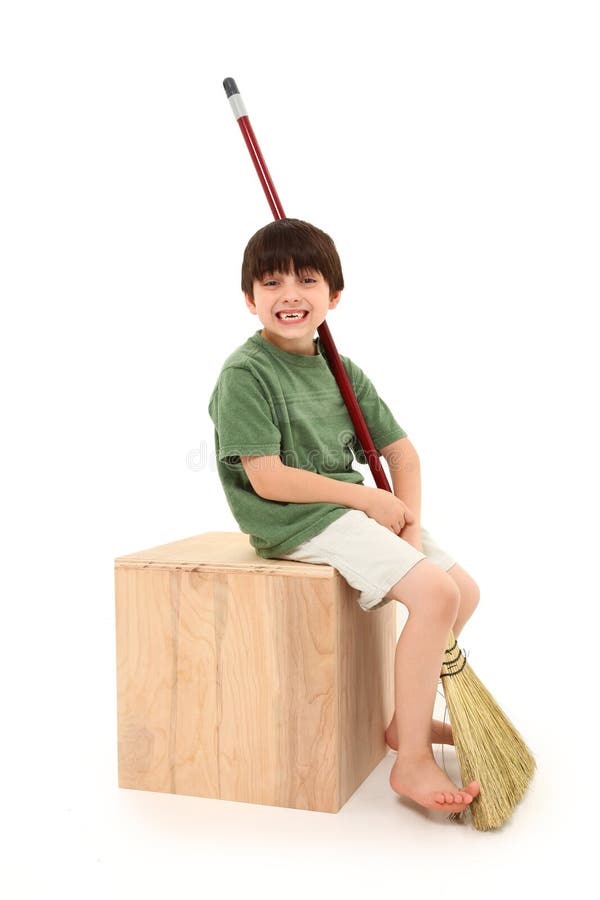 Boy with Chores stock photo. Image of sweep, task, child - 15158046