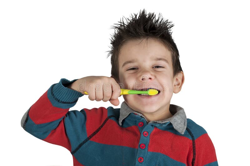 Kid brushing teeth stock image. Image of caucasian, race - 13849091