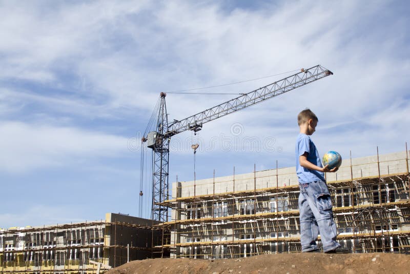 Boy on a building stock photo. Image of building, large - 18526244