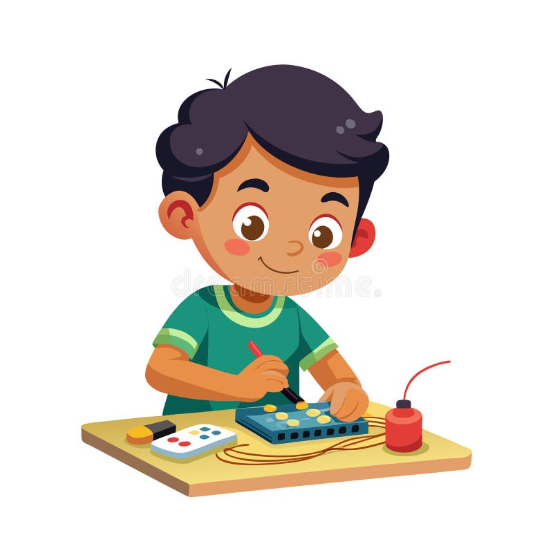 Boy Building Electronic Circuit Project, Stem Education, Hobby, Science ...