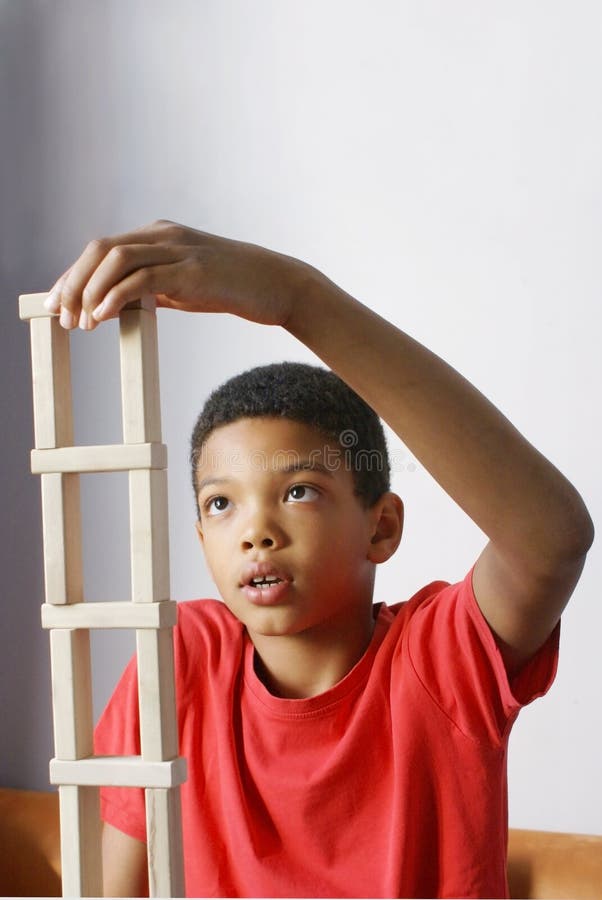 Boy building. stock photo. Image of hair, create, african - 75589902