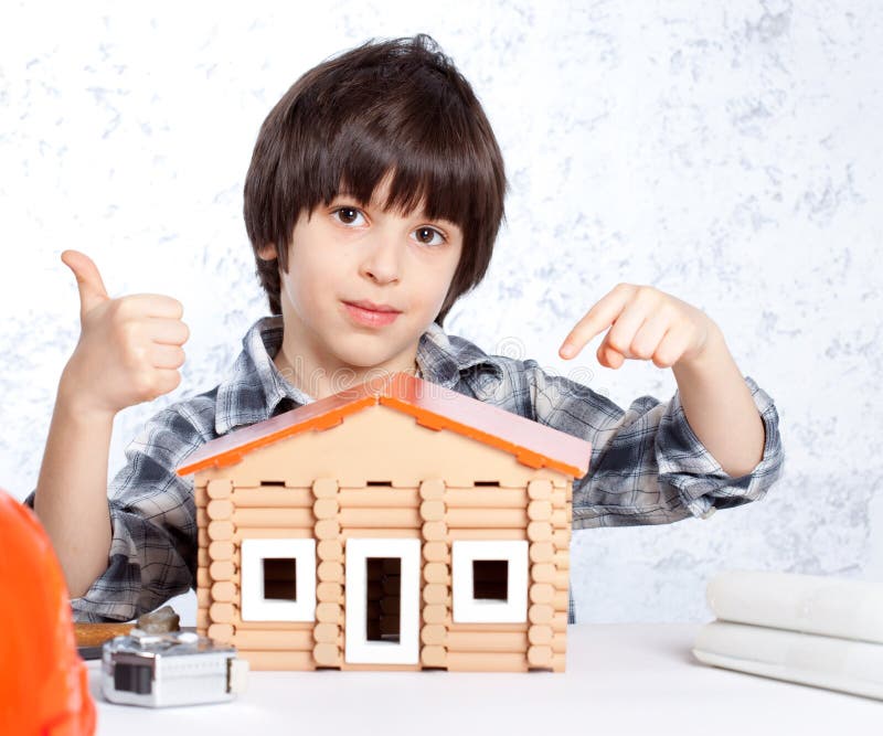 Boy built a new house stock photo. Image of cheerful - 40516888