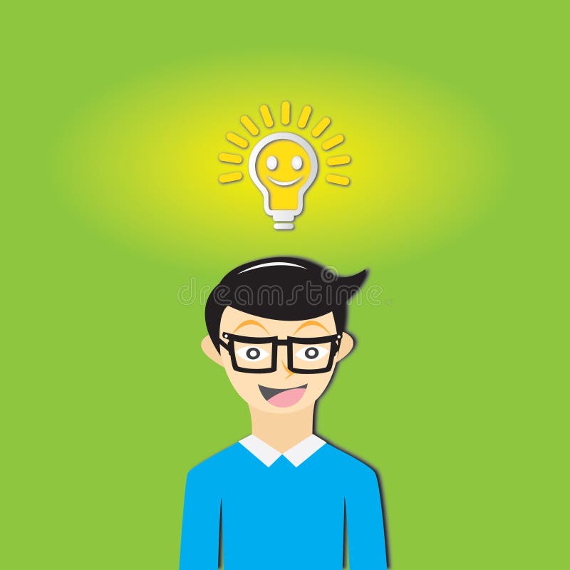 Boy with Bulb Character. Vector Illustration Decorative Design Stock ...