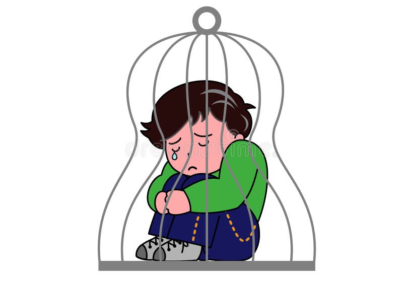 A boy in a cage stock vector. Illustration of problem - 39607474