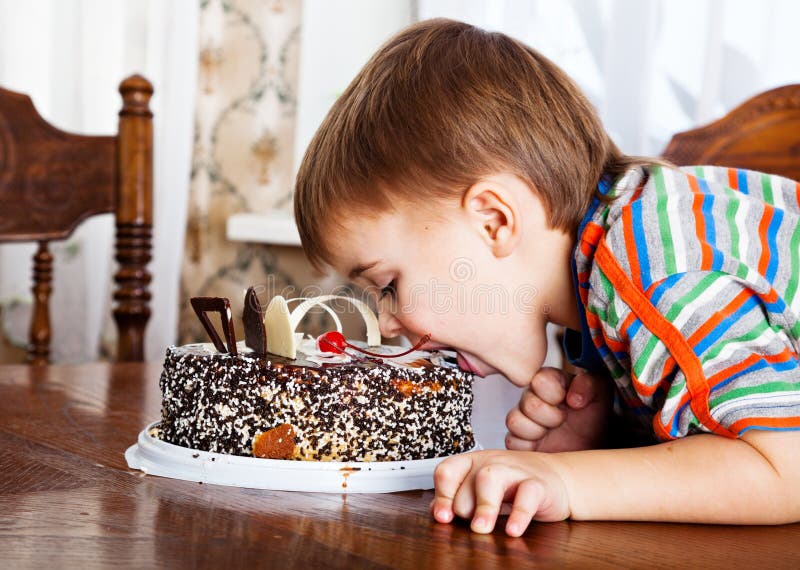 Boy with the cake stock photo. Image of cheerful, childhood - 23234476