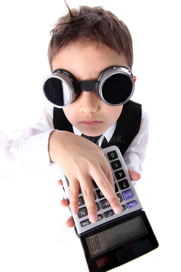 Boy with calculator stock photo. Image of concentrate - 16071934