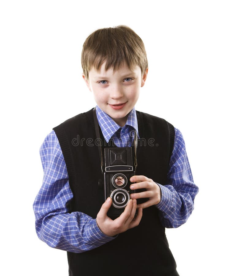 Boy with a camera stock photo. Image of photographing - 7783586