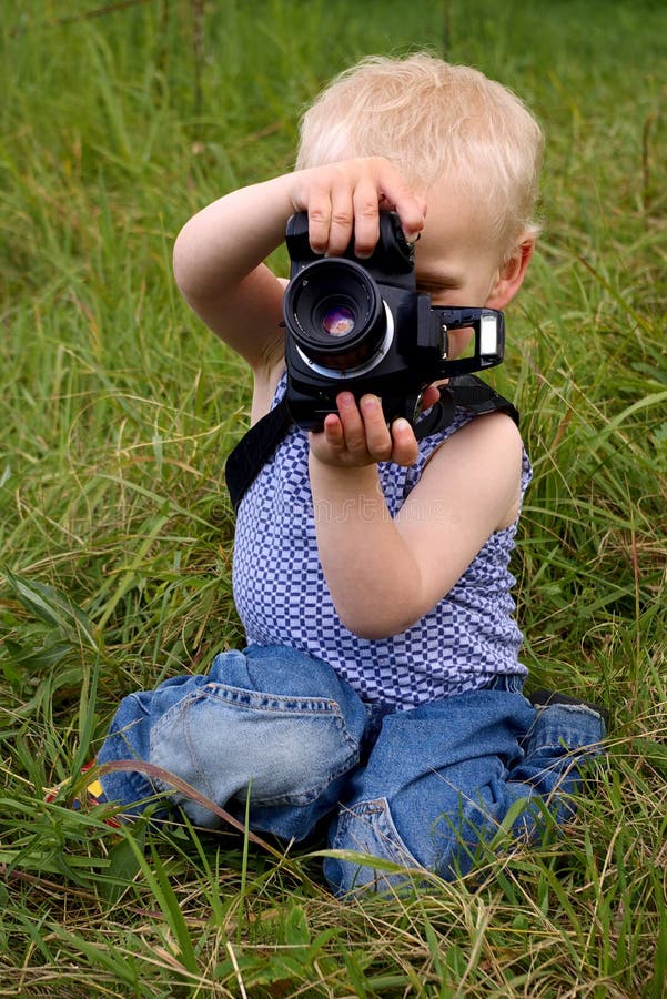 Boy with camera stock image. Image of learning, nature - 8301051