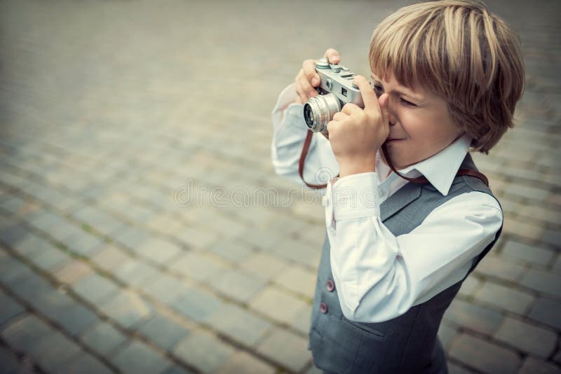 Boy with a camera stock image. Image of caucasian, concepts - 36692953