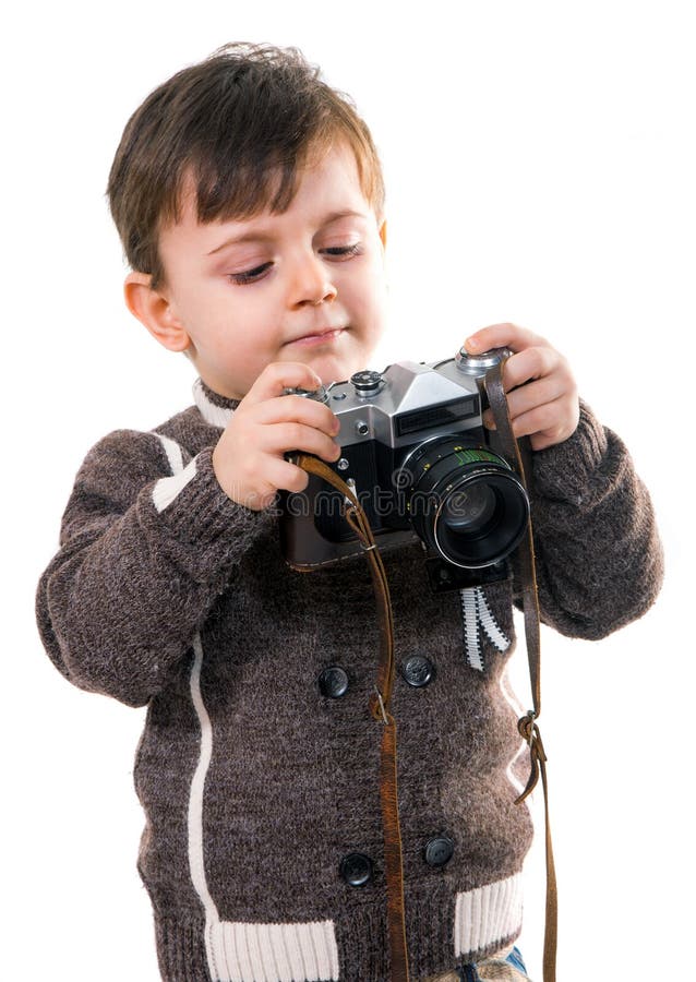 Boy with camera stock photo. Image of play, male, lens - 62099404