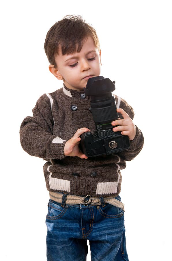 Boy with camera stock image. Image of baby, face, happy - 62099511