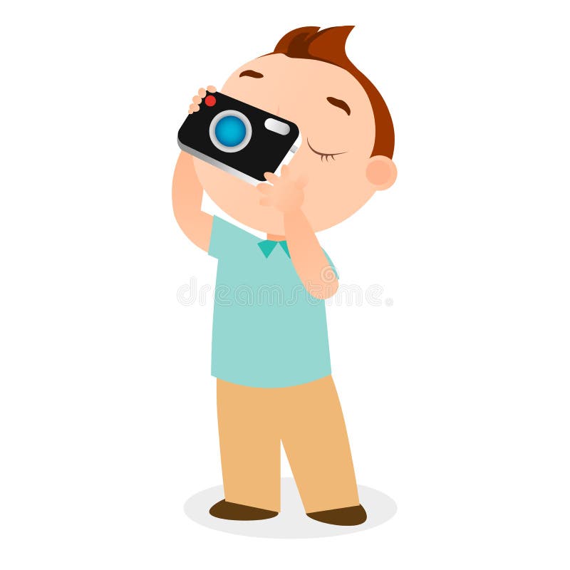 Boy with Camera. Vector Illustration Eps 10 Isolated on White ...