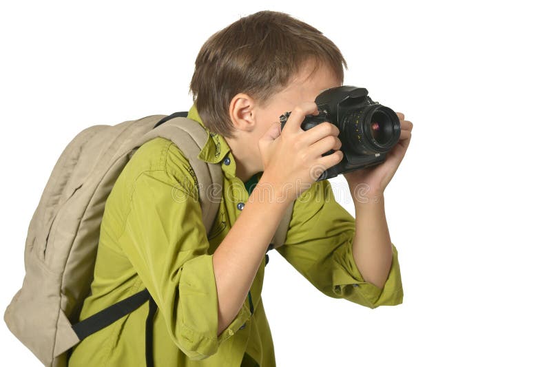 Boy with camera stock photo. Image of leisure, photograph - 43607656