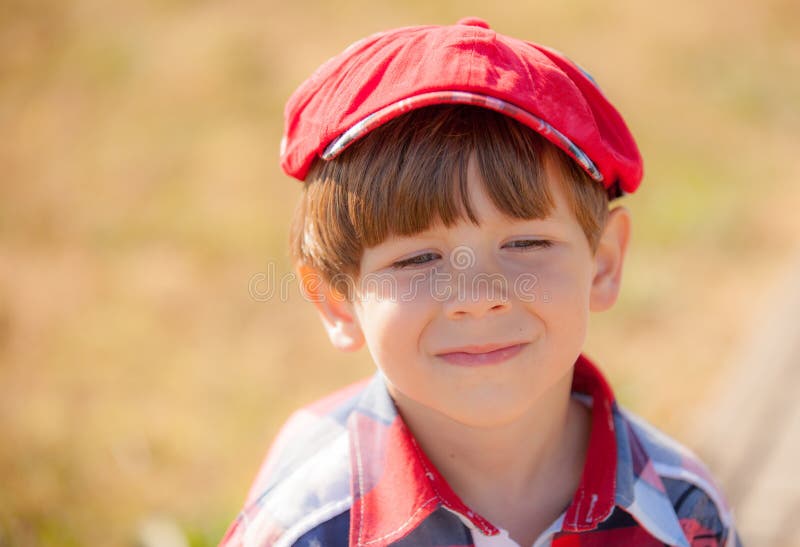 Boy in a cap stock image. Image of young, portrait, person - 43342887