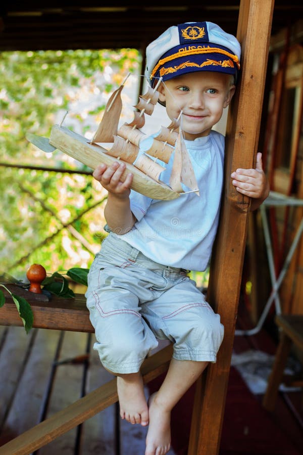 Boy Captain Smile Joy Cute Fun Laughing Stock Image - Image of sailing ...
