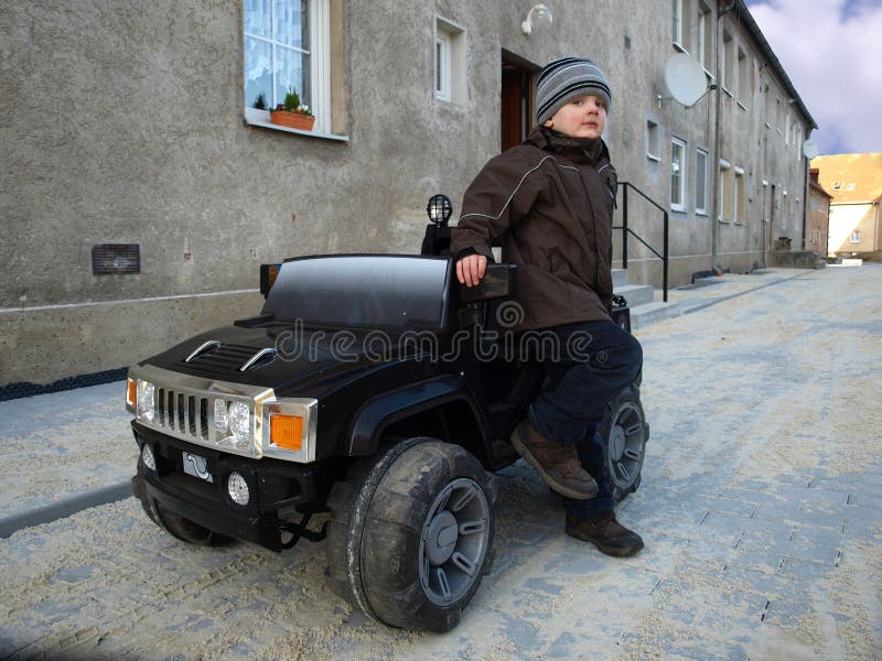 Boy with car stock image. Image of expression, playing - 19156895
