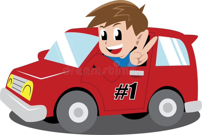 Boy in a car stock vector. Illustration of race, laugh - 42694202