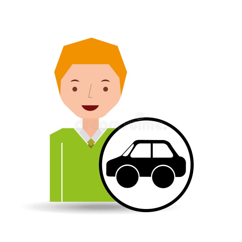 Boy Car Sedan Cartoon Icon Design Stock Vector - Illustration of road ...