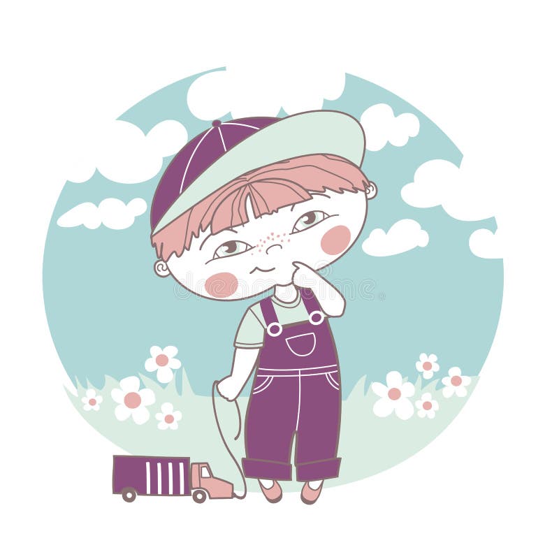 Boy with car stock vector. Illustration of characters - 42651150