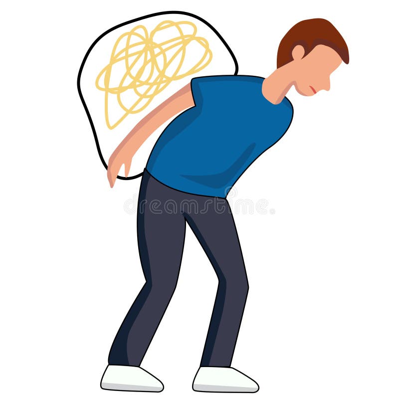Boy Carry Feeling Stressed Problems. Cartoon Stock Vector ...