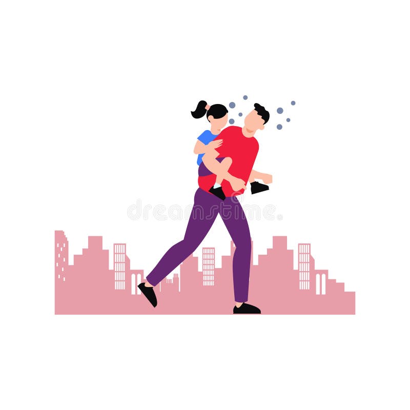 A boy is carrying the baby stock illustration. Illustration of daddy ...