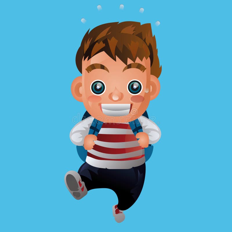 Boy Carrying Backpack. Vector Illustration Decorative Design Stock ...