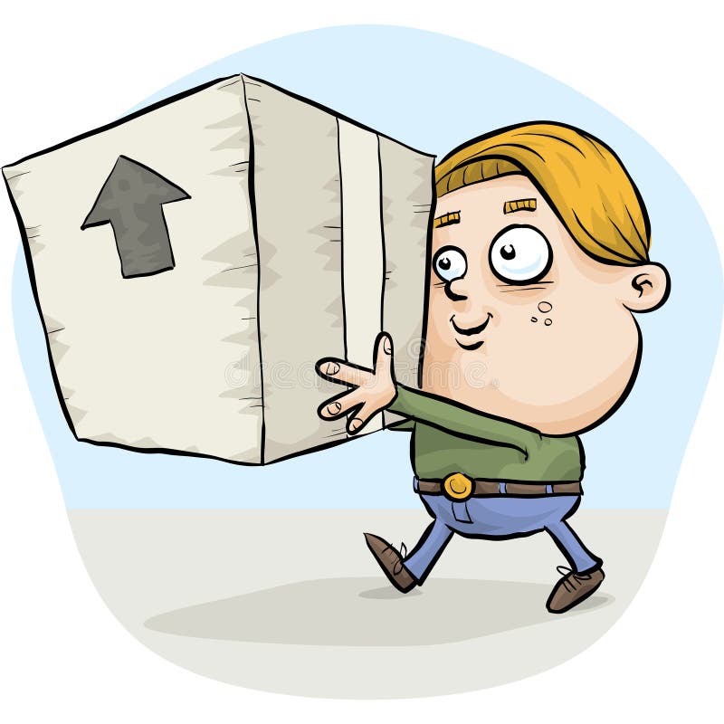 Boy Carrying Box Cartoon stock illustration. Illustration of arrow ...