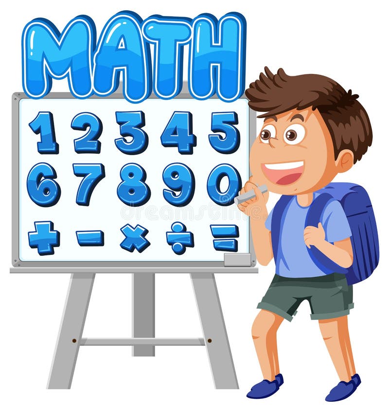 Boy Cartoon Character with Math and Number Theme Stock Vector ...