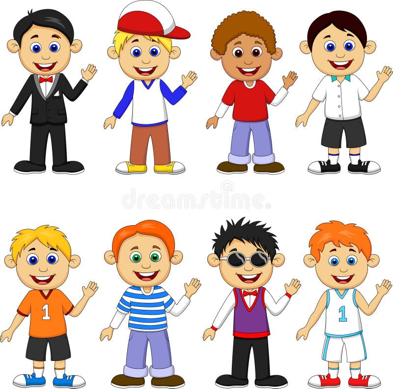 Boy cartoon collection set stock vector. Illustration of portrait ...