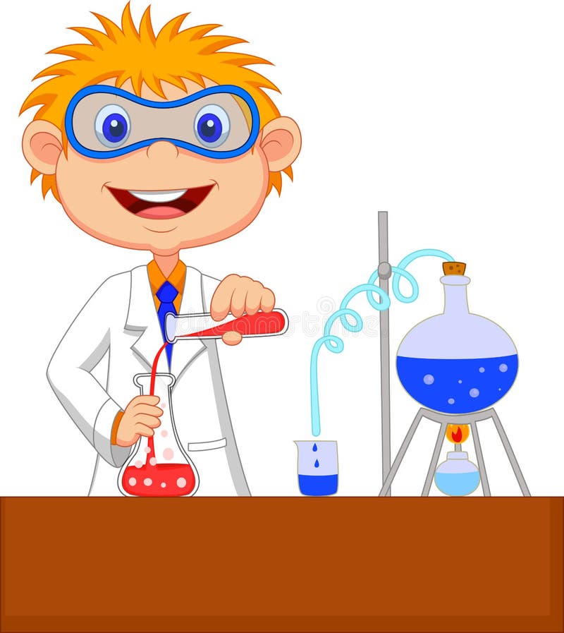 Boy Cartoon Doing Chemical Experiment Stock Vector - Illustration of ...