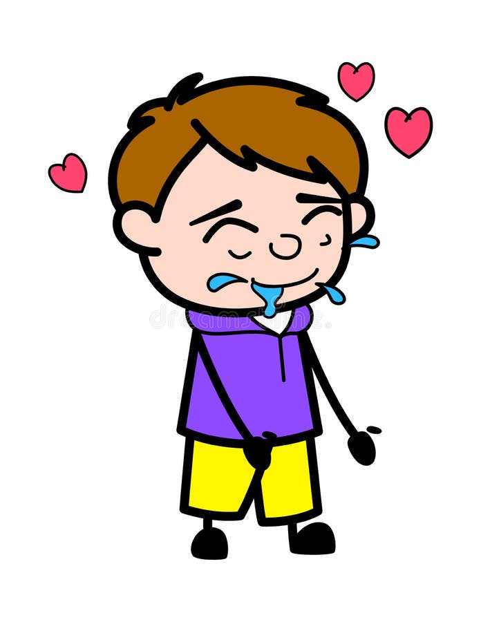 Boy Cartoon Drooling in Love Stock Illustration - Illustration of young ...