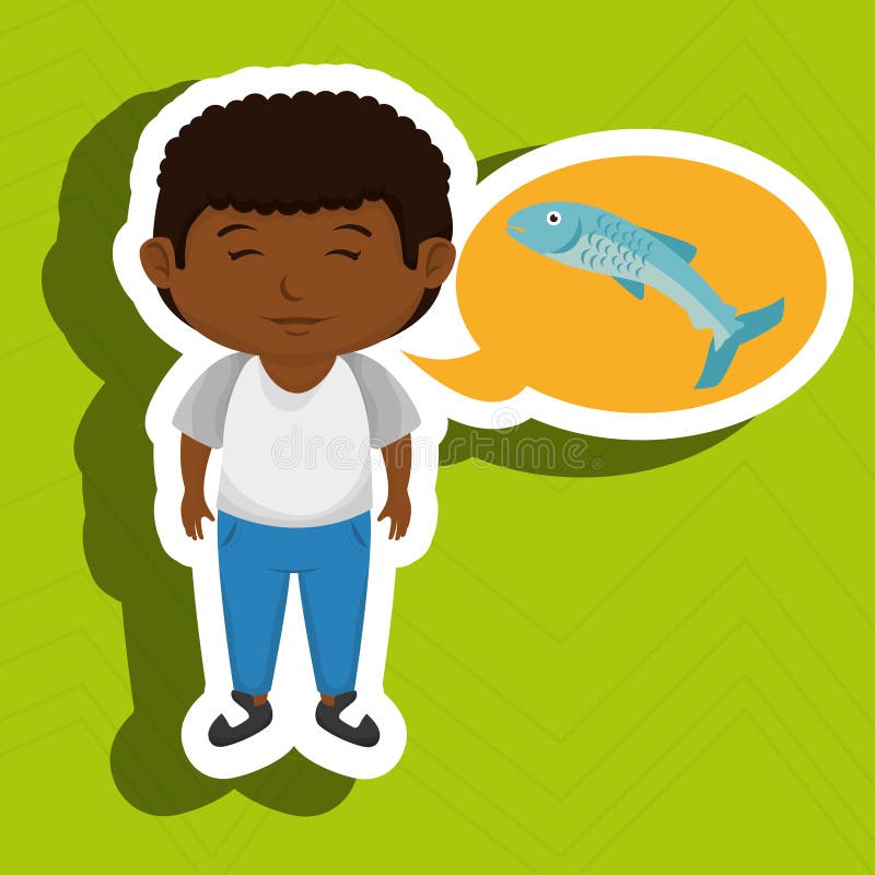 Boy Cartoon Food Fish Fresh Stock Illustration - Illustration of fresh ...