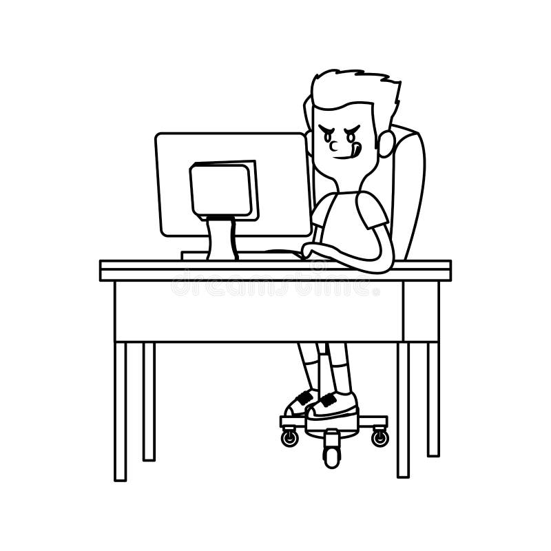 Boy cartoon icon stock vector. Illustration of computer - 84395068