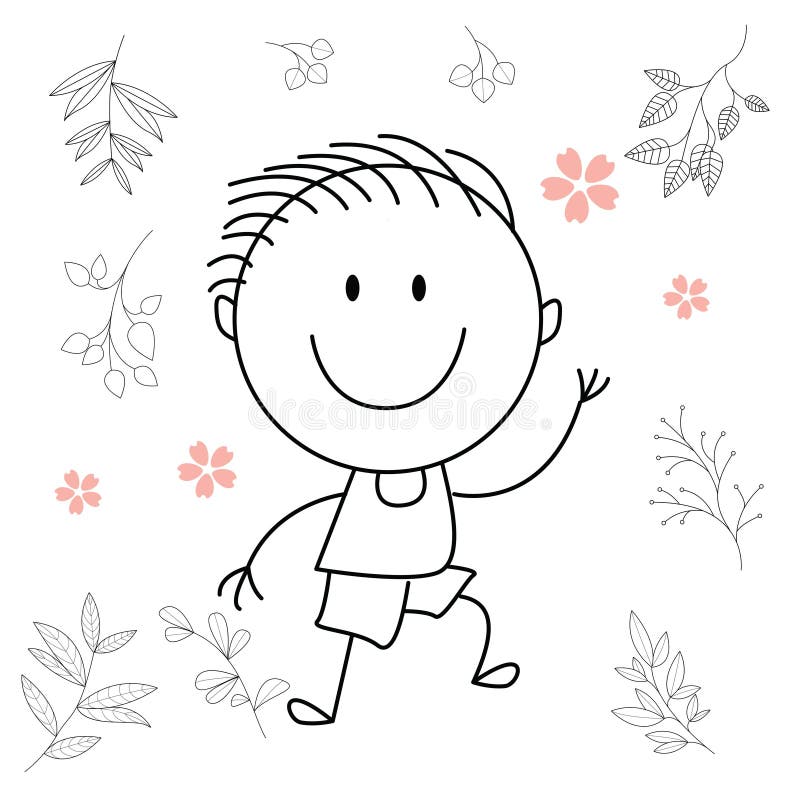 The Boy Cartoon Line Vektor Stock Vector - Illustration of graphic ...