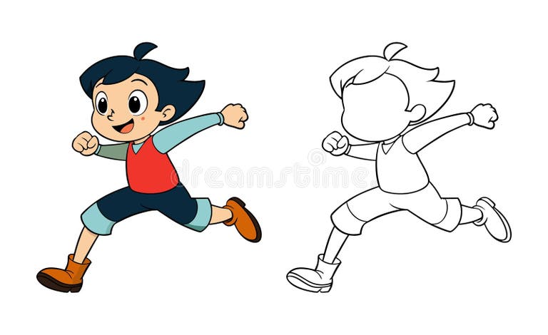 Boy Cartoon Running, Comic Style Vector Illustration Design Stock ...