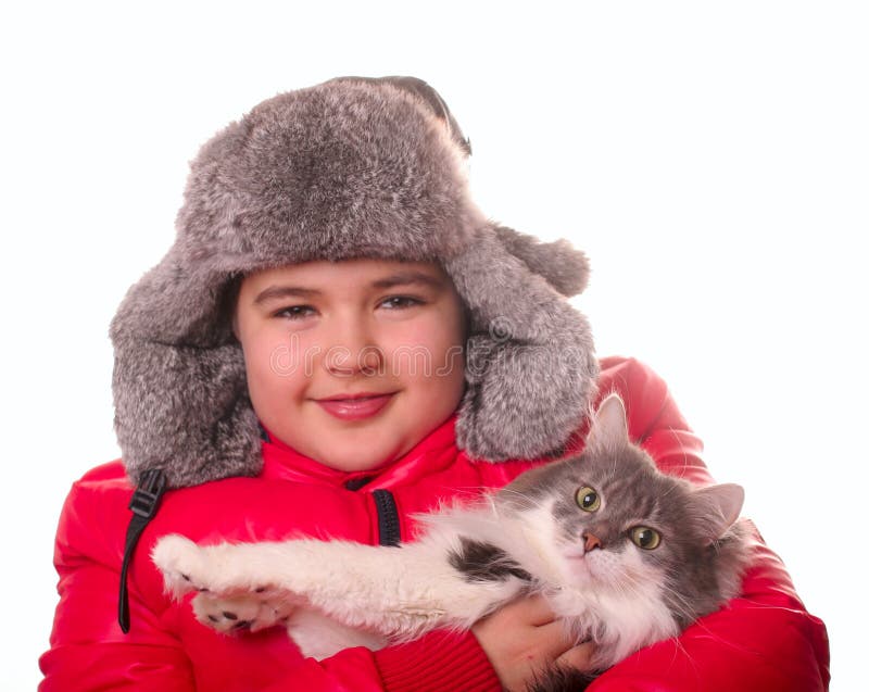 Boy And Cat Picture. Image: 8397094