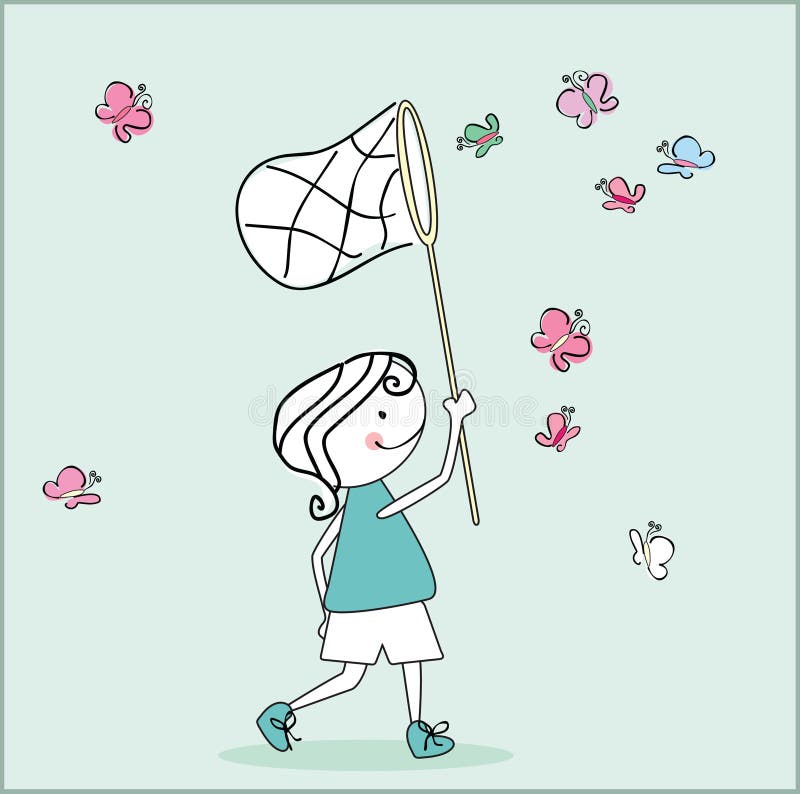 Boy catching butterflies stock vector. Illustration of happy - 8895310 Boy catching butterflies stock vector. Illustration of happy - 8895310